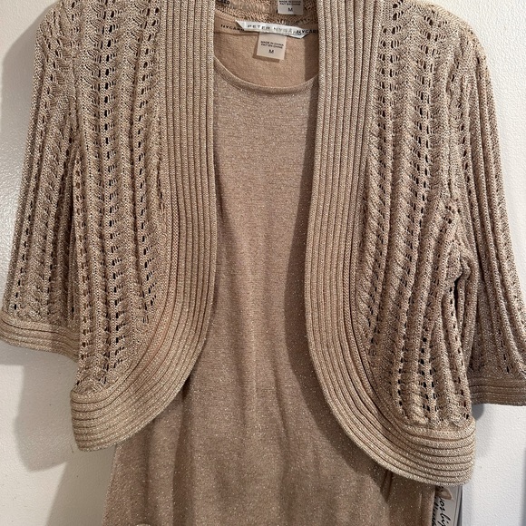 Peter Nygard | Sweaters | Nwt Gold Metallic Shrug Set | Poshmark